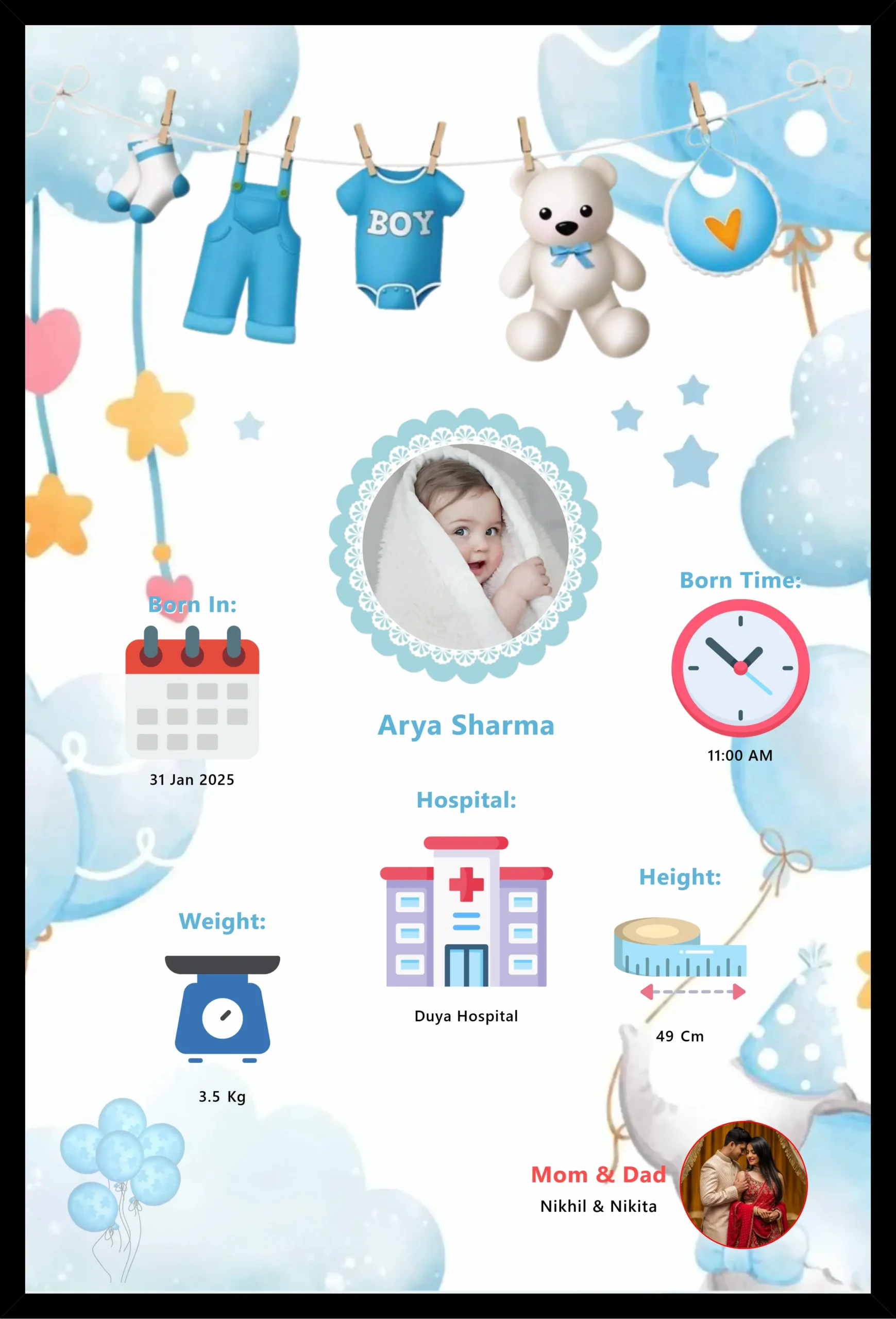Welcome Baby Birth Frame | Customizable Keepsake - LoveCraftBySe