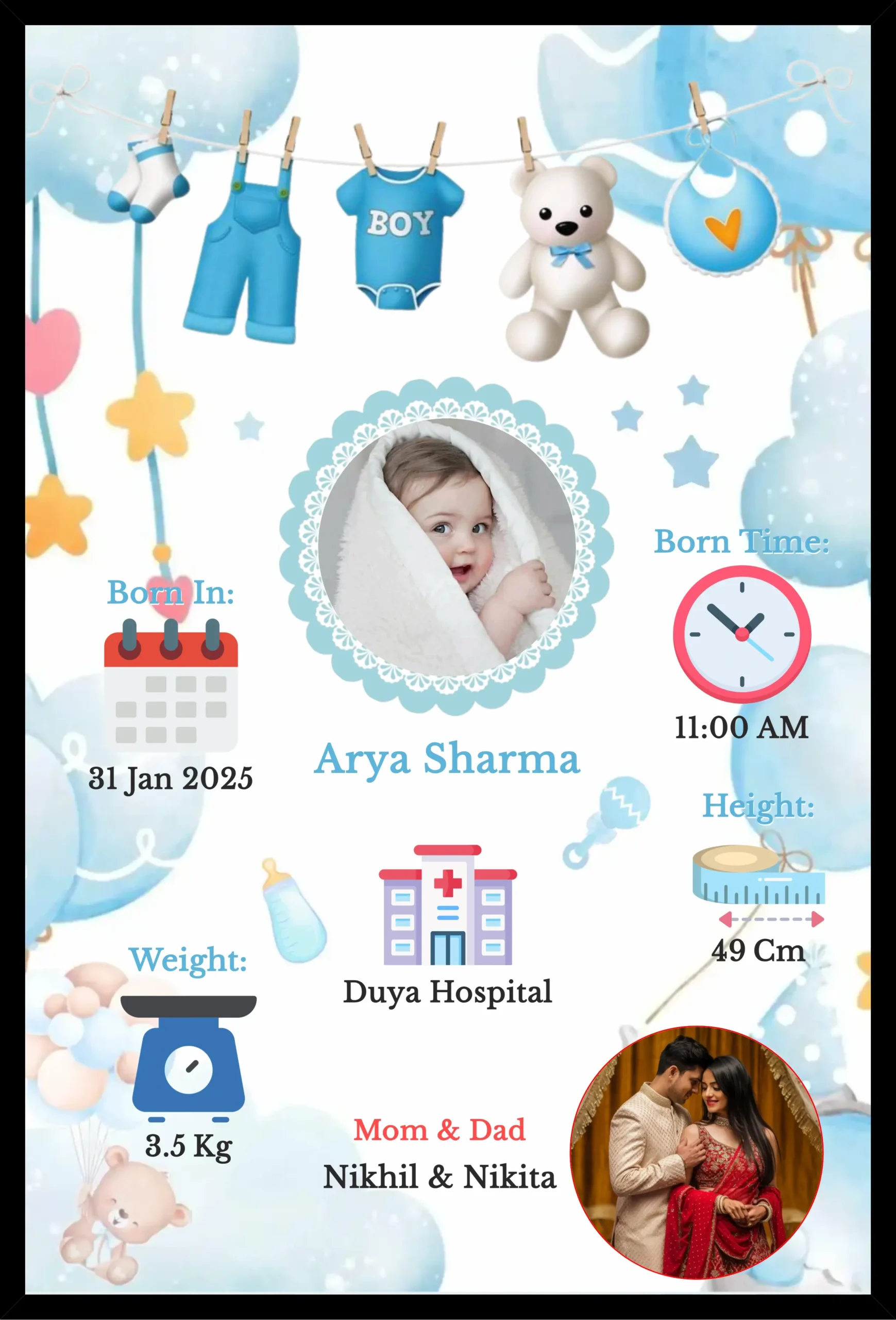 Welcome Baby Birth Frame | Customizable Keepsake - LoveCraftBySe