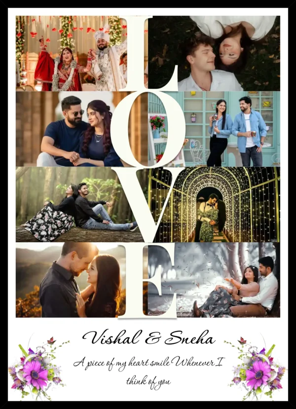 Personalized LOVE Photo Collage Frame – Romantic Couples Gift ...